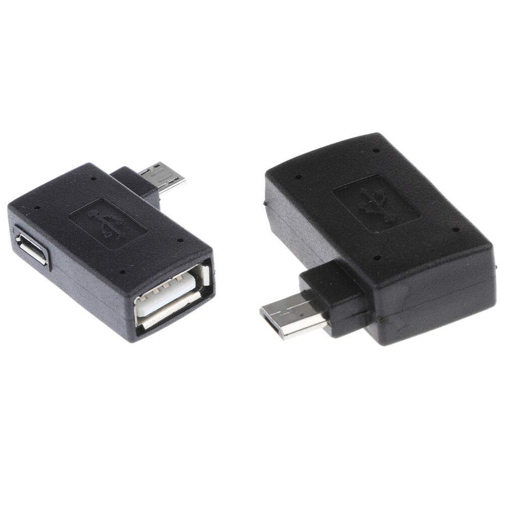 SLB® 2Pcs 90 Degree Angle Micro USB OTG Host Adapter with USB Power for ...