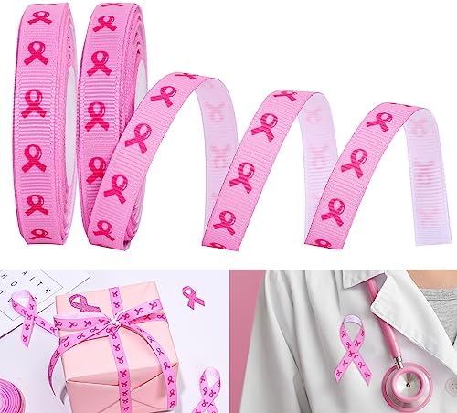 Amazon.com: Whaline 2 Rolls Breast Cancer Awareness Grosgrain Ribbon ...