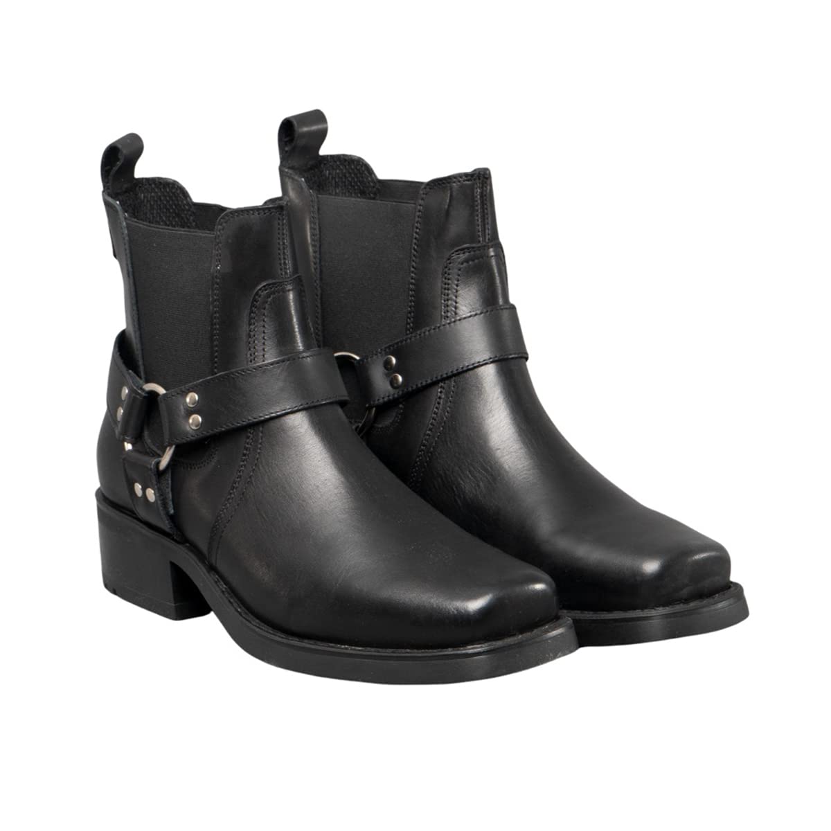 LOW HARLEY Gusset Harness Boot - Black - Black - size UK Mens Size 12 ...