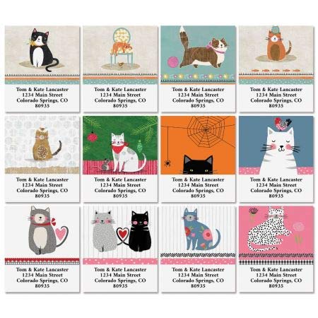 Amazon.com : Cat Year Square Return Address Labels - Set of 144 1-1/2 ...