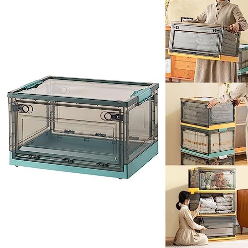 HomeCloud Folding Storage Box with Lid, Large Clear Collapsible ...