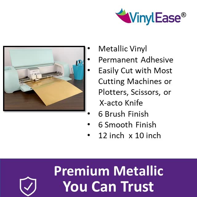 Vinyl Ease 12 x 10 pulgadas, 12 hojas de vinilo metálico adhesivo ...