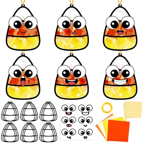 36Pcs Halloween Suncatchers Craft for Kids DIY Candy Corn Tissue Paper ...