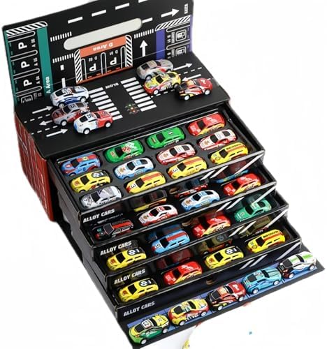 Toy Cars Collection Set with Storage Display Case, 48 Alloy Racing Cars ...
