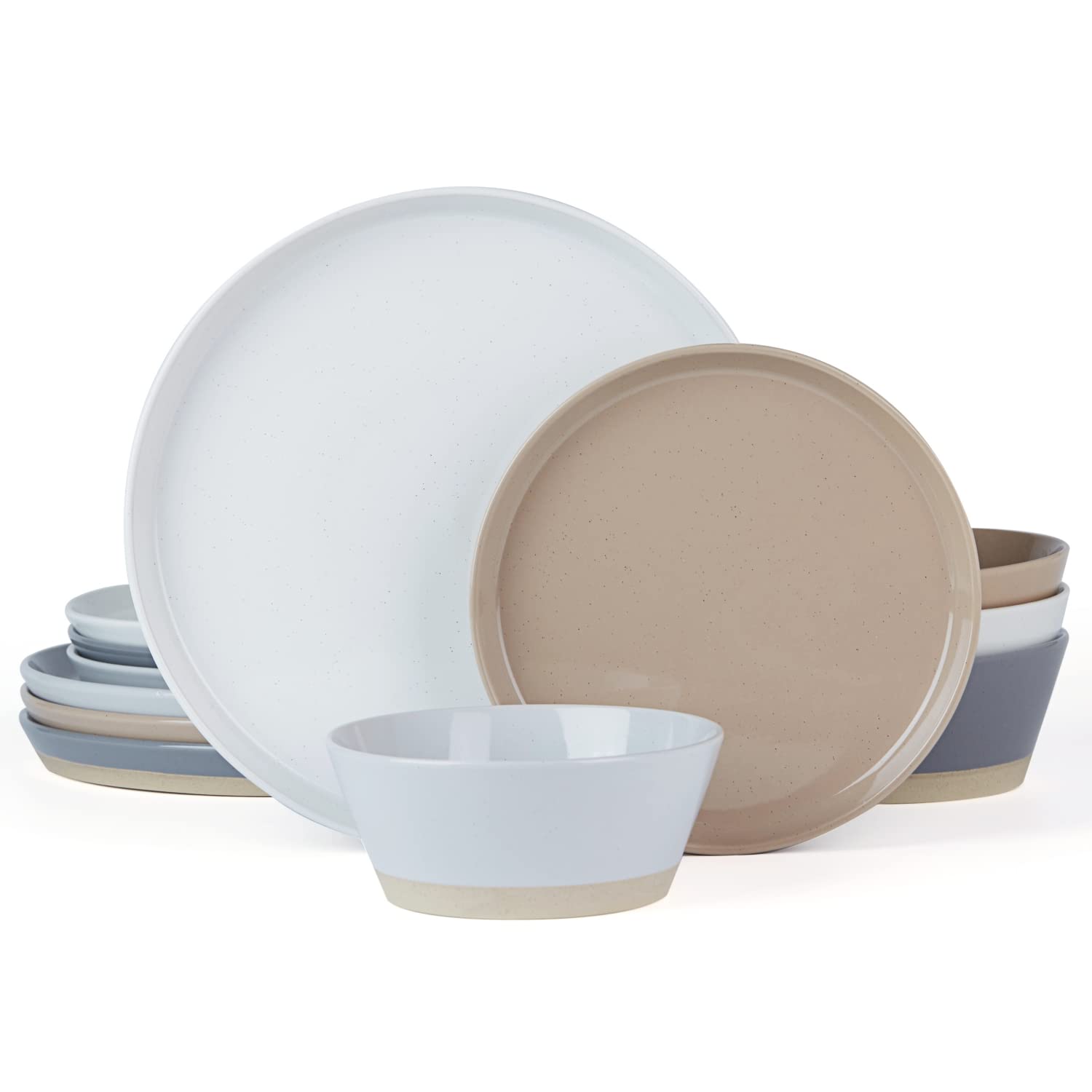 Famiware Saturn Dinnerware Sets, 12 Piece Dish Set, Plates and Bowls ...
