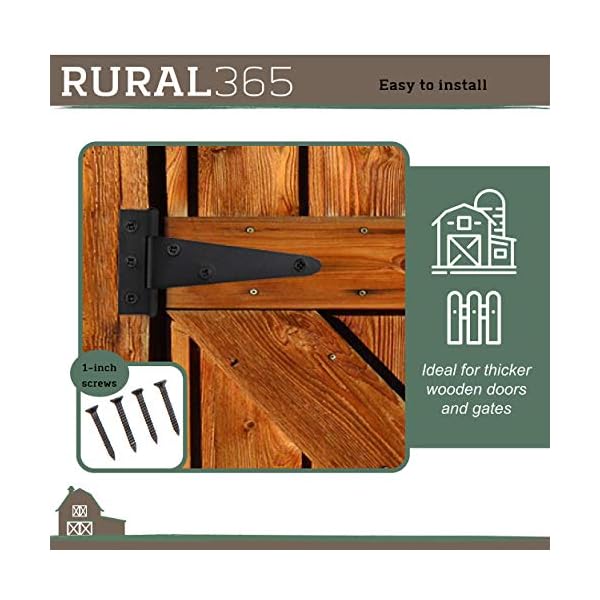 Rural365 Triangle Door Hinge 6 Pk – Light Duty 4 Inch T-Strap Farmhouse ...