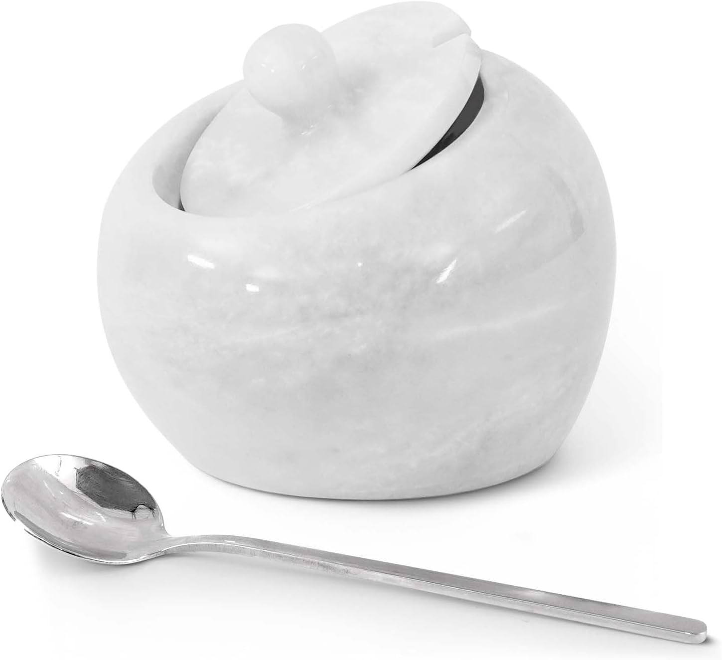 Amazon.com: Radicaln Marble Salt Cellar with Lid 4" Inch White Salt Jar ...