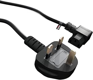 2m 2 Metre Moulded 3 pin Right-Angled IEC C13 UK Mains Kettle Monitor ...