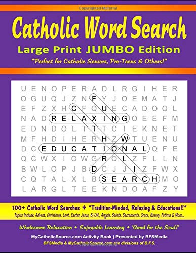 Catholic Word Search - Large Print JUMBO Edition: 100+ Catholic Word ...