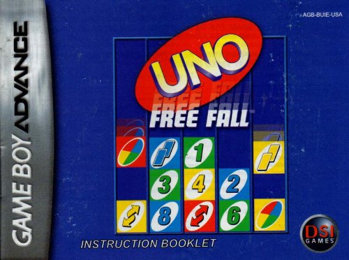 UNO Free Fall GBA Instruction Booklet (Game Boy Advance Manual only ...