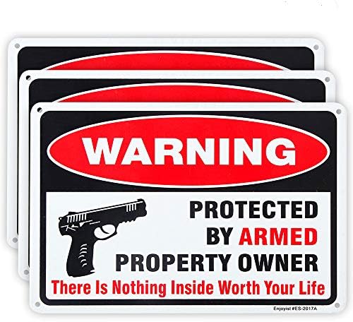 Amazon.com : Warning Signs Gun There is Nothing Here Protected by Armed ...