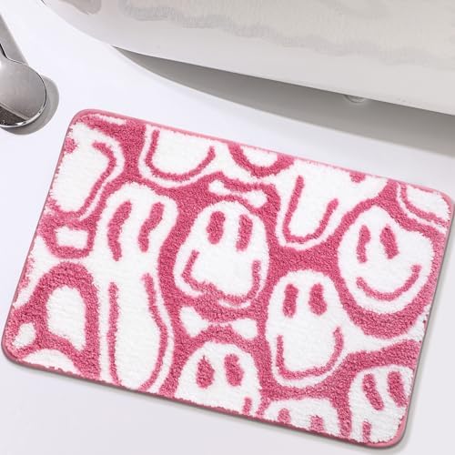 Amazon.com: Haull 24 Inch Smile Face Bath Mat Pink Bathroom Rugs Decor ...