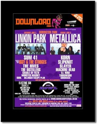 DOWNLOAD FESTIVAL - 2004 - Linkin Park Metallica Matted Mini Poster ...