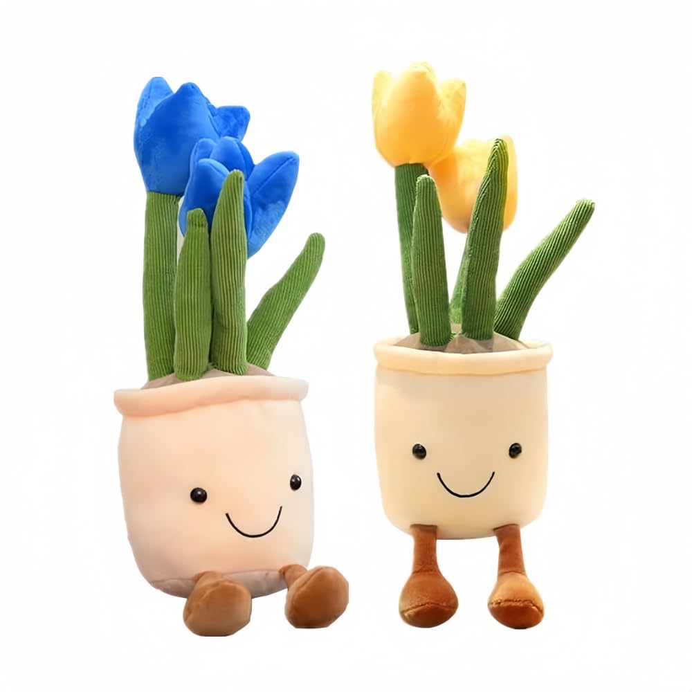 Amazon.com: XIZHI 2Pack Tulip Plush Toy 13" Succulent Flower Pot Plush ...