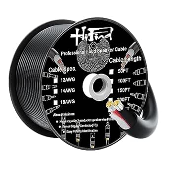 Amazon.com: HiFind 12/2 Gauge Speaker Wire Cable 50 Ft-Tinned OFC ...
