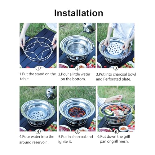 PHOJEWI Korean BBQ Grill Charcoal, Small Charcoal Grill 13.7 Inches ...