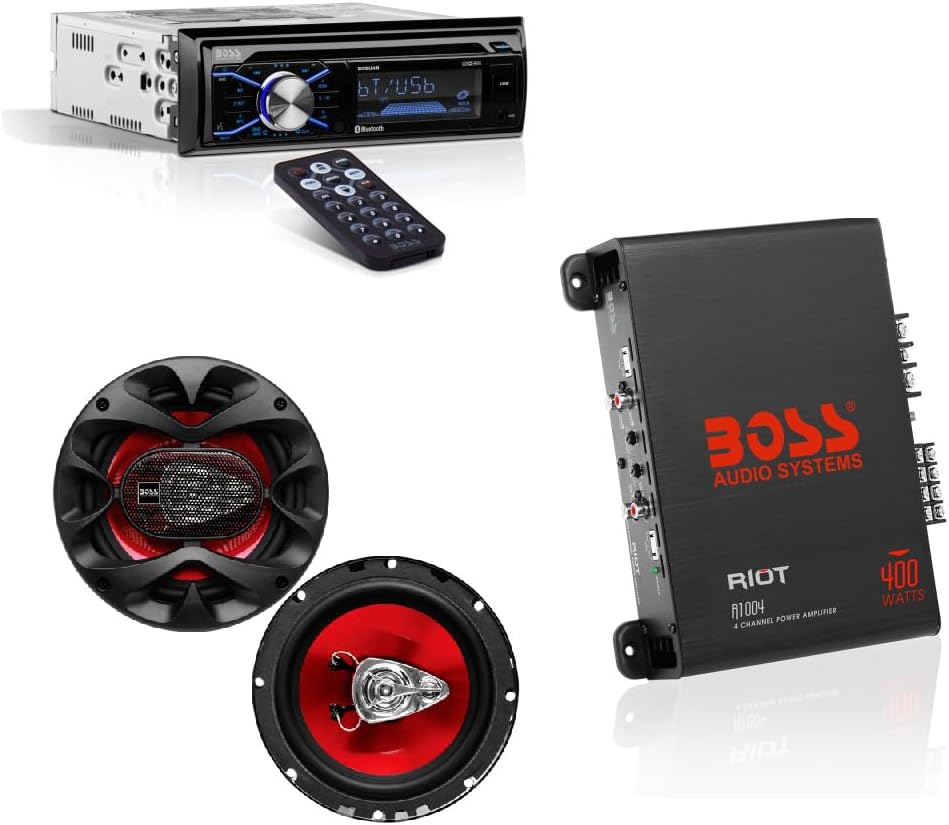 Amazon.com: BOSS Audio Systems Bluetooth Car Radio + 4 Channel ...
