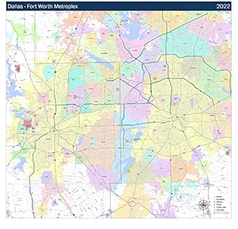 25x24in Dallas-Fort Worth Metroplex Map [Laminated]: Amazon.com: Office ...