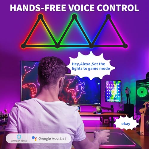 TOHETO RGB Wall Light, LED DIY Geometry Splicing Gaming Lights, Backlit ...