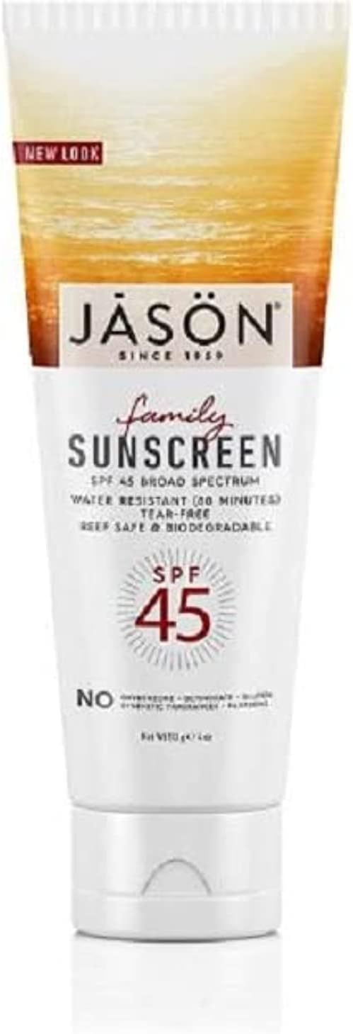 Amazon.com : Jason Natural Products SPF 45 Family Sunblock, 4 Ounce - 2 ...