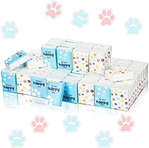 Amazon.com: 100 Packs Paw Print Designed Facial Tissue Bulk Individual ...