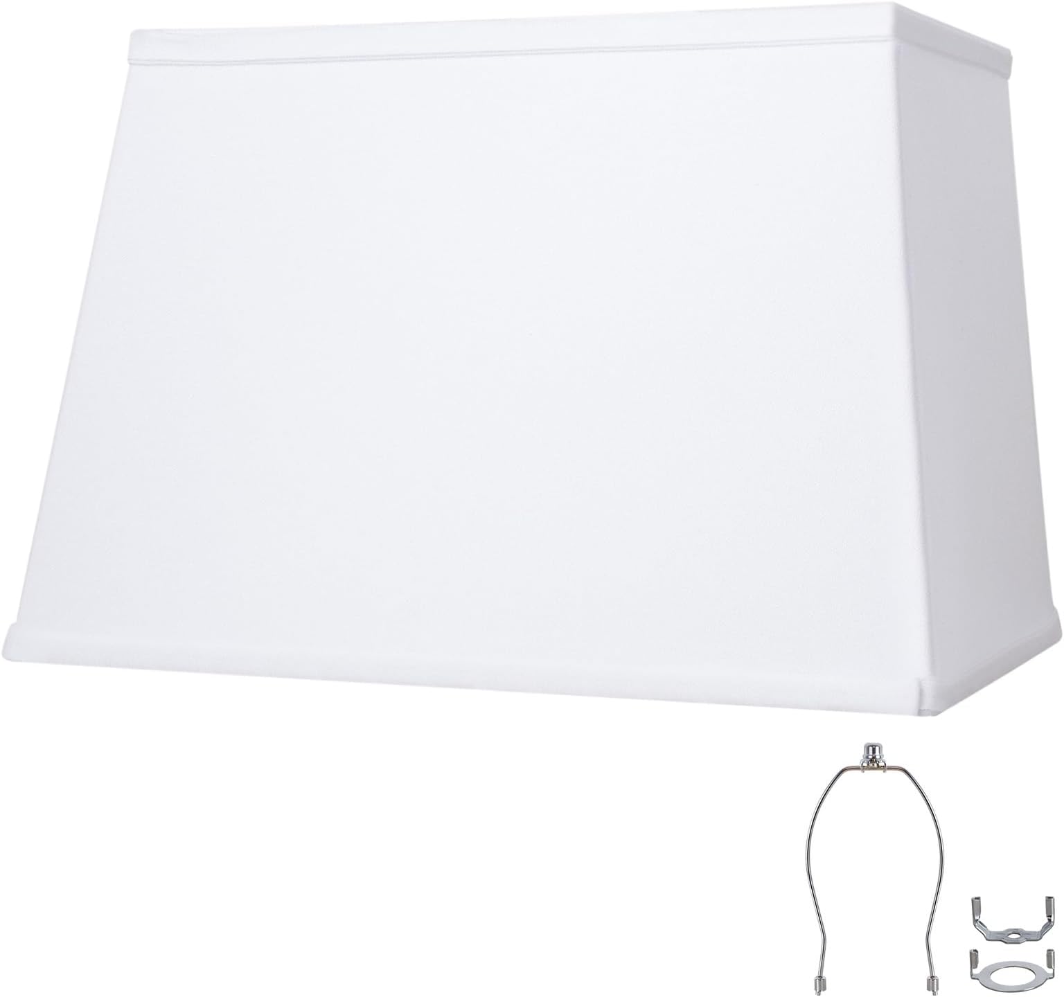 Large Rectangle Lamp Shade in White Linen Fabric with Spider Assembly ...