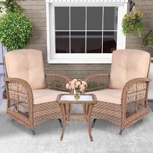 Amazon.com: W WARMHOL Outdoor Patio Swing Glider Chair Set, 3 Pieces ...