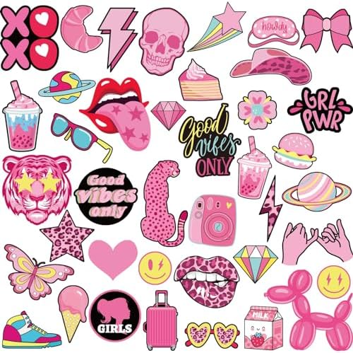 Amazon.com : 280 PCS Pink Tattoo Stickers Preppy Temporary Tattoos Pink ...