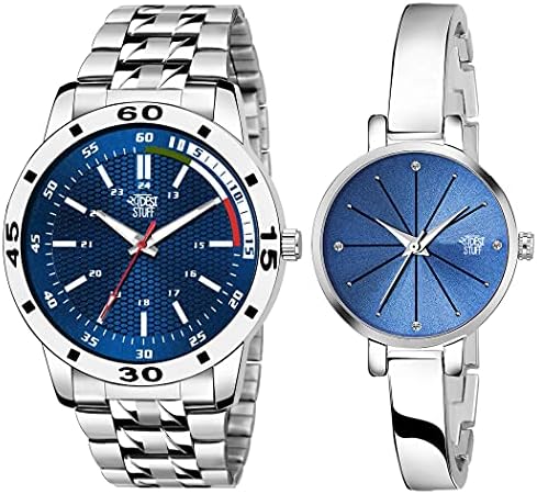 Shocknshop Leather Analogue Unisex Couple Combo Watch For Men & Women ...