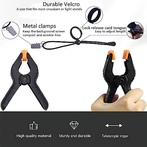 Skyzone 8 Pcs Heavy Duty Spring Clamps Set, Elastic Nylon Backdrop ...