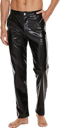 Amazon.com: Mens Metallic Shiny Disco Pants, Wet Look Party Dance ...