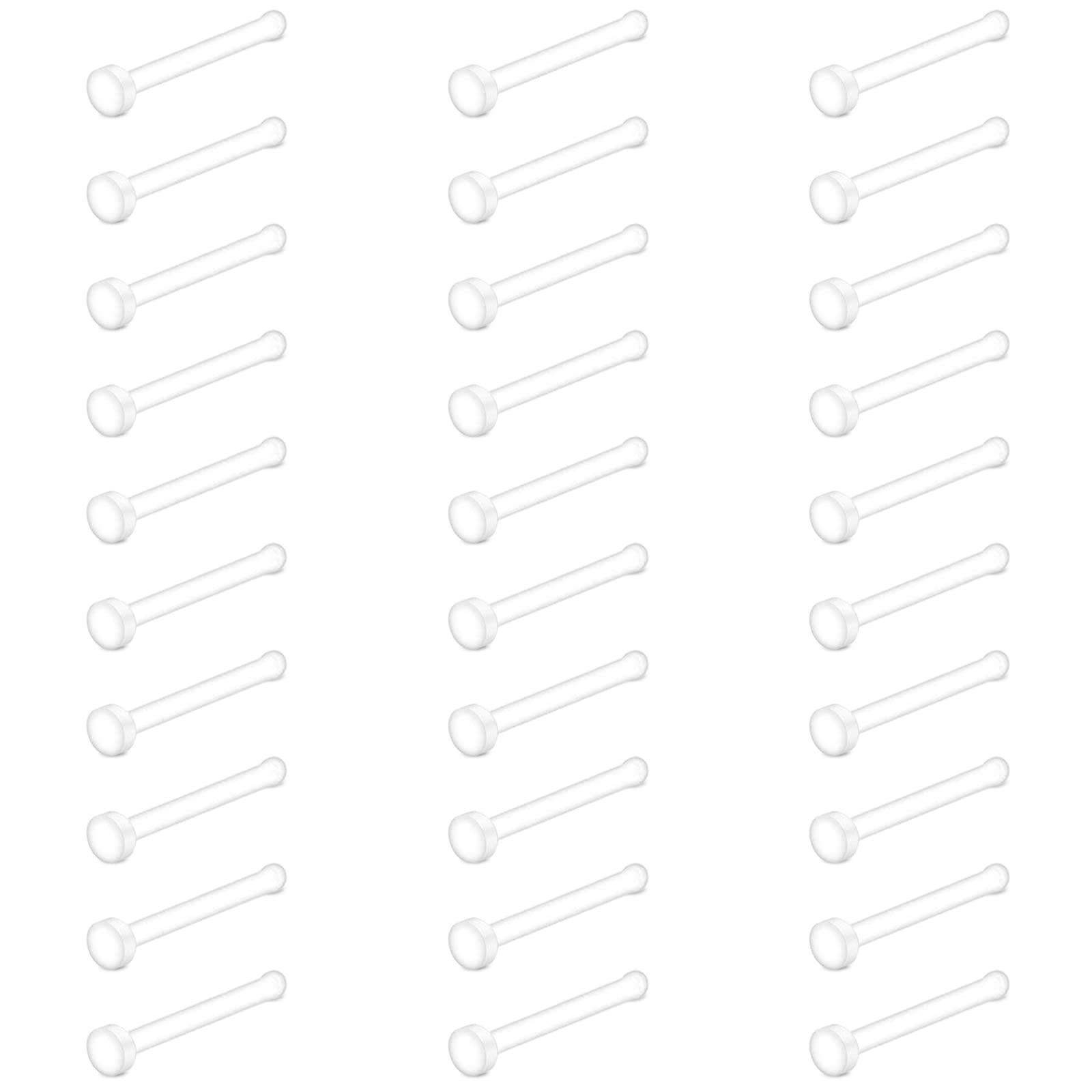 Buy 30pcs Clear Nose Studs Retainers 20G Invisible Flat Top Plastic ...