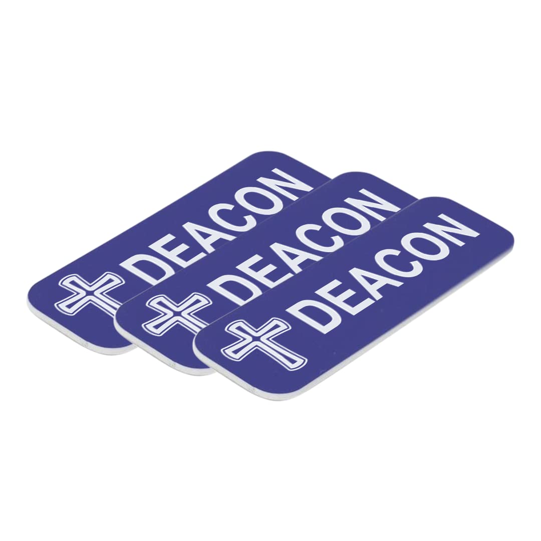 Amazon.com : Deacon, Cross Design 1 x 3" Name Tag/Badge, Blue (3 Pack ...