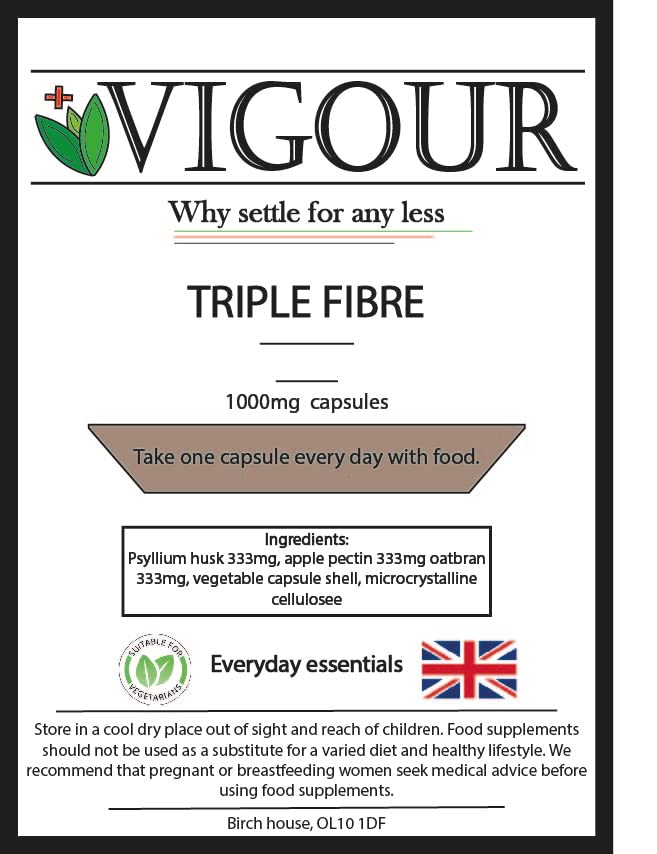 Triple Fibre - 30 High Strength 1000mg Capsules : Amazon.co.uk: Health ...