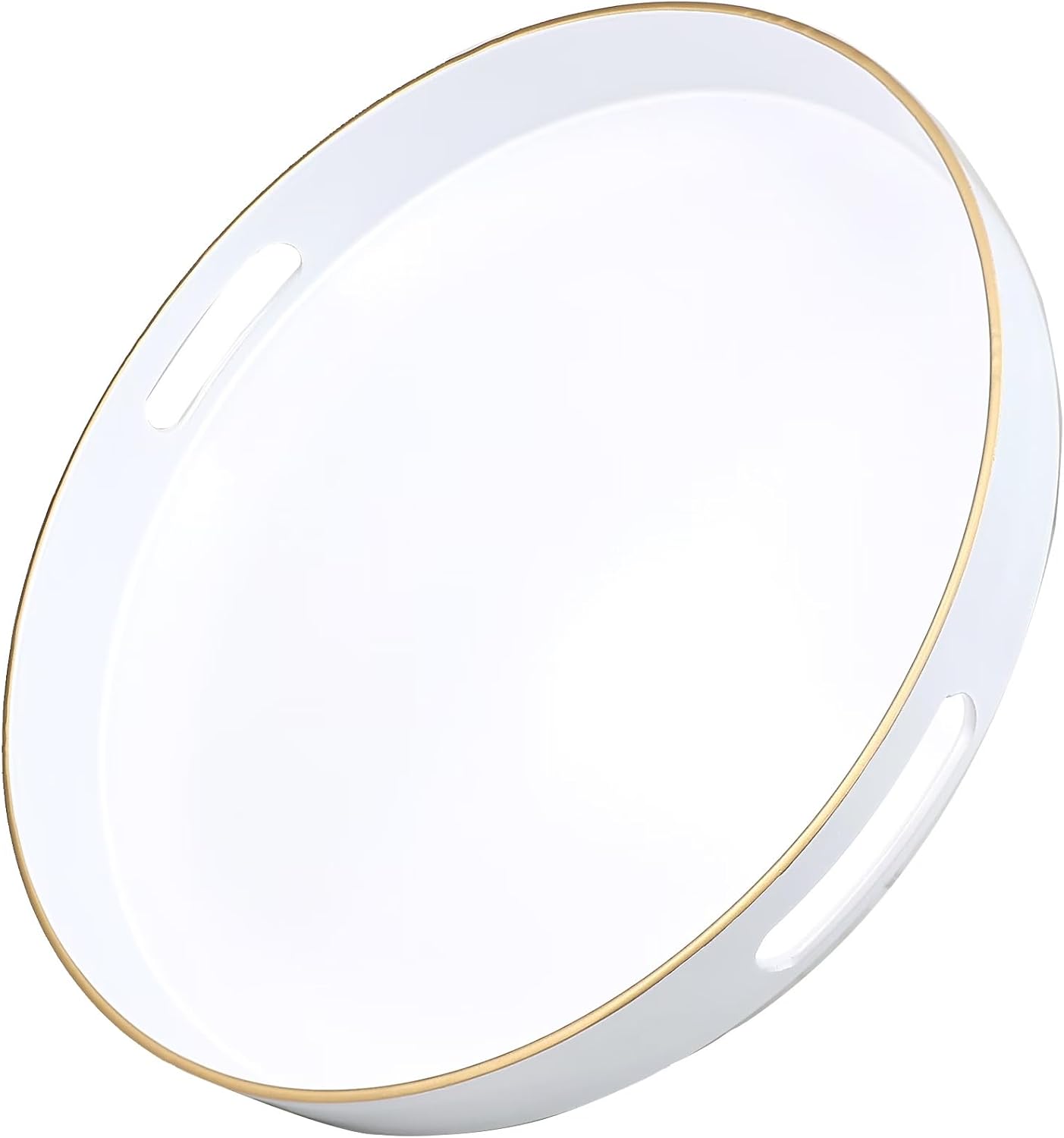 Amazon.com: Omuriko White Round Decorative Tray with Handles, 13 ...