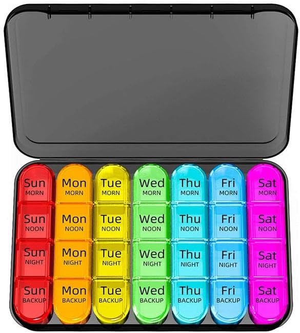 Pill Box Organiser 7 Day 4 Times a Day – Large Weekly Tablet Organiser ...