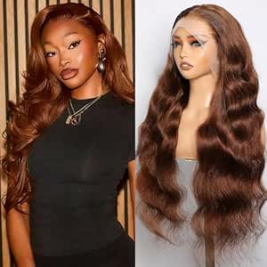 Amazon.com : Lemoda 210% Ginger 13x6 Full Lace Frontal Human Hair Wigs Ginger Body Wave 13x6 HD ...