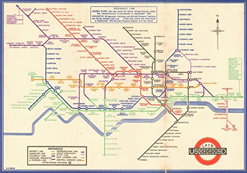 London Underground Tube Map Plan Diagram 2nd Harry Beck Edition ...