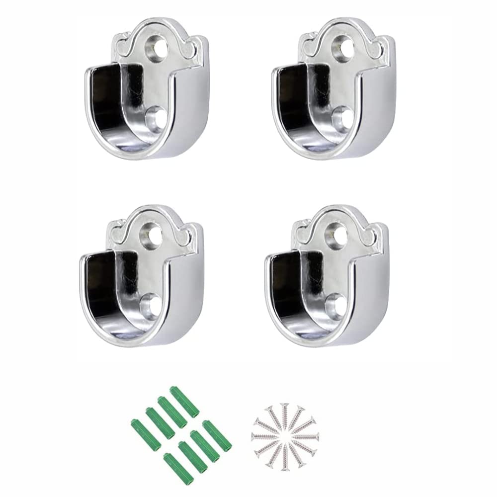 4Pcs Closet Pole Sockets Stainless Steel Rod End Holders Wardrobe ...