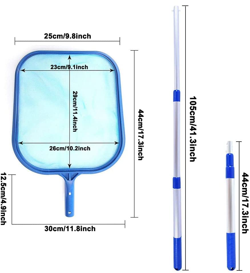 XIAOXIN Pool Leaf Skimmer, 105CM Swimming Pool Skimmer, Fine Mesh Pool ...