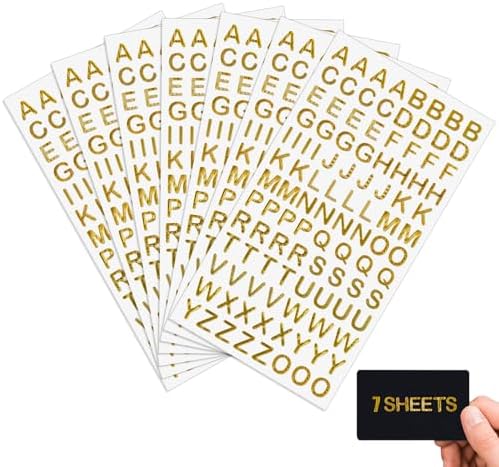FralnFit 16 Sheet Gold Letter Stickers, Self Adhesive Chain Number ...
