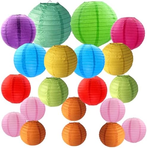 Funmo Pack of 20 Colourful Paper Lanterns, Lampshade, Paper Lantern ...