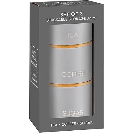 RA-HOMESTORE® New Stackable Tea Coffee Sugar Storage Jars 3pk, Now ...