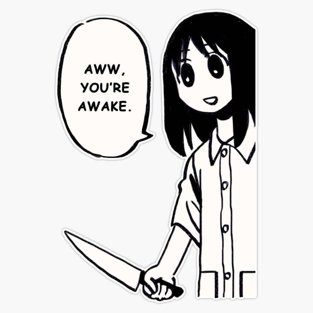 Amazon.com: I Redraw Knife Osaka Manga Panel Aww You're Awake Funny ...