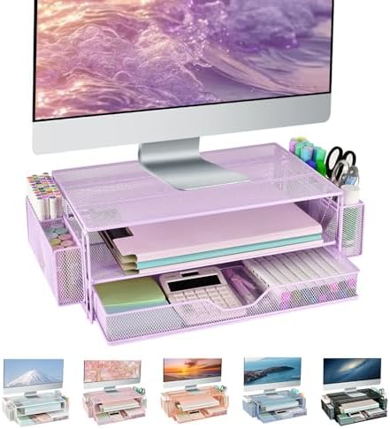 Amazon.com: gianotter Desk Computer Monitor Stand Riser with Drawer and ...