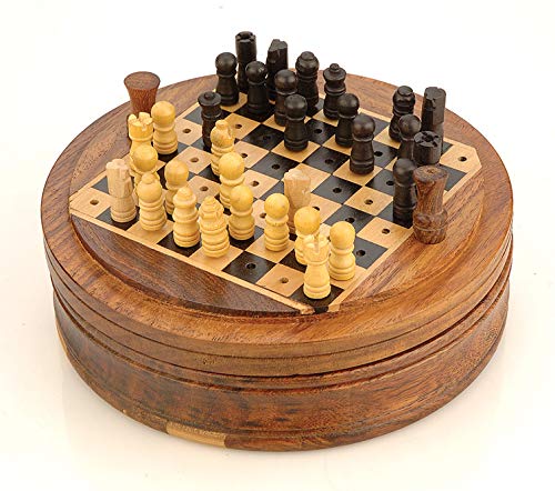 Buy Ages Behind Wooden Round Chess Set Toy Small (Dia 4") Online at Low ...