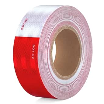 DOT-C2 Reflective Tape 2 Inch x 30 Feet Red White Conspicuity Safety Reflective Tape Outdoor ...