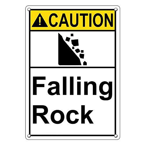 Weatherproof Plastic Vertical ANSI Caution Falling Rock Sign with ...