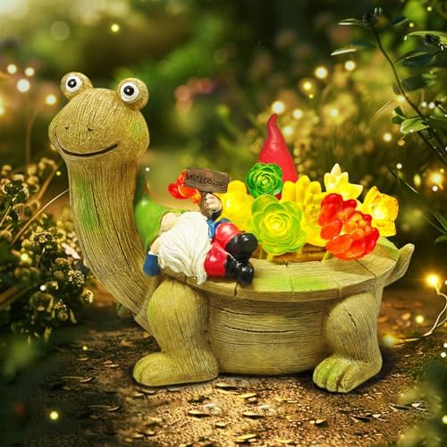 Solar Garden Statues, Turtle Outdoor Garden Decor, Solar Lights with 8 ...