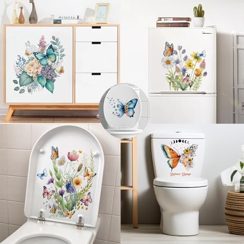 Amazon.com: Buttefly Toilet Stickers, Peony Butterflies Bathroom Toilet ...